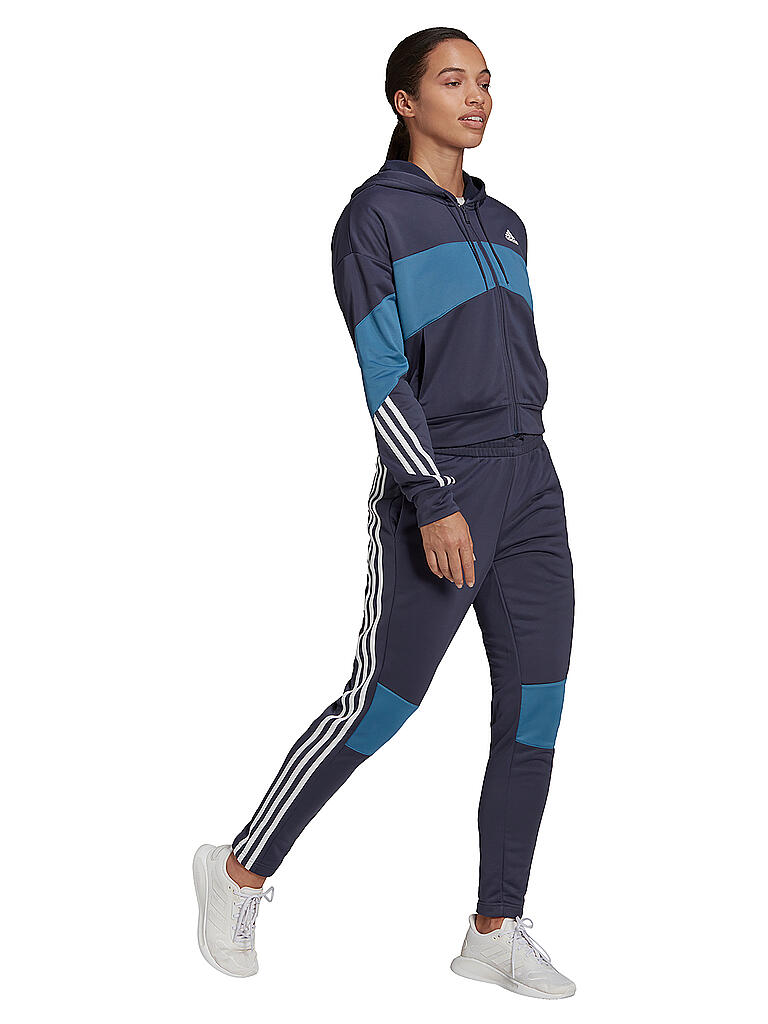 Adidas Damen Trainingsanzug Bold Block Sportswear Blau
