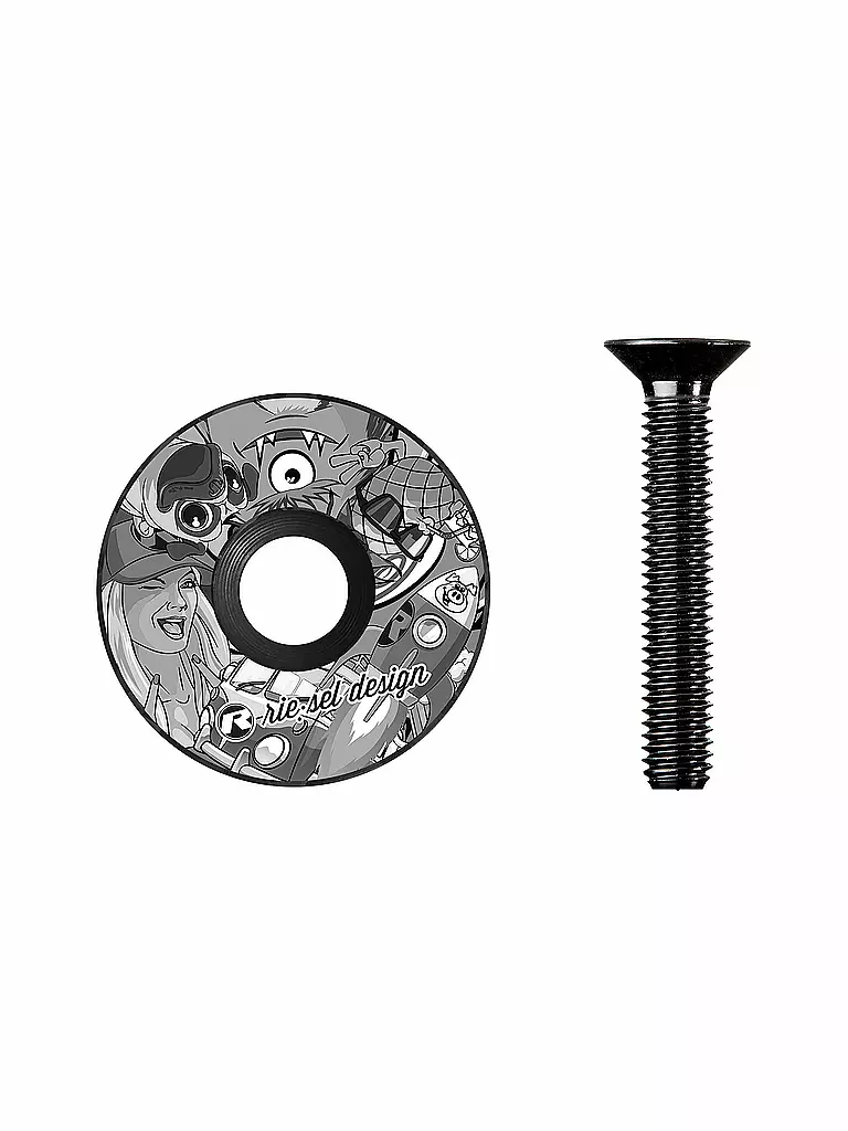 RIESEL DESIGN stem:cap Stickerbomb Eyecatcher Ultra Black grau