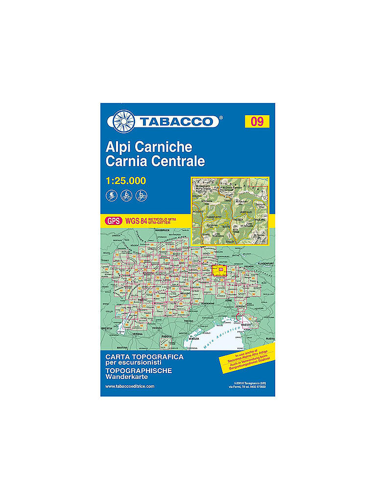 TABACCO Wanderkarte 09, Alpi Carniche/Karnische Alpen, Carnia Centrale ...